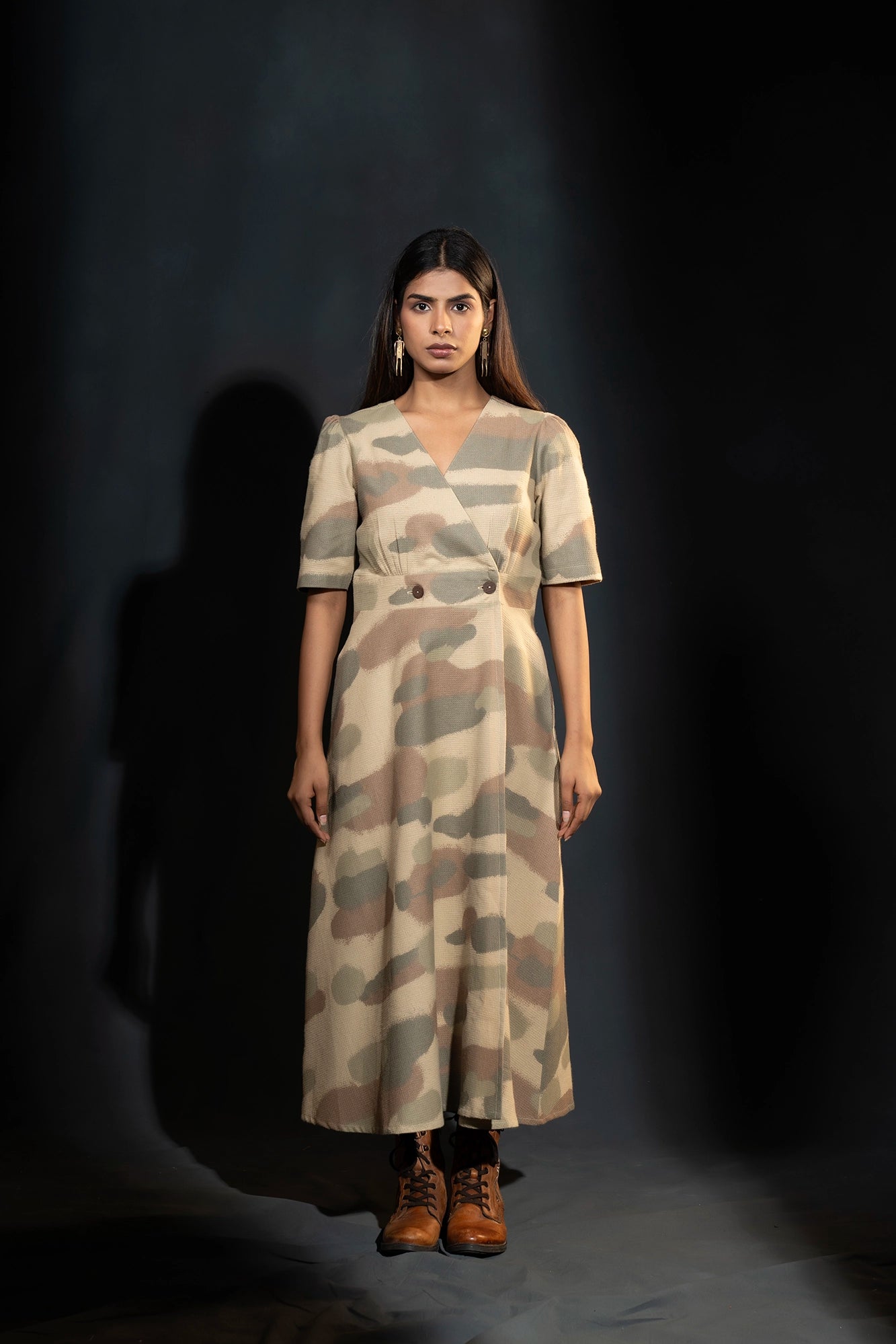 Senna Earthy Camouflage Wrap Dress – SODO
